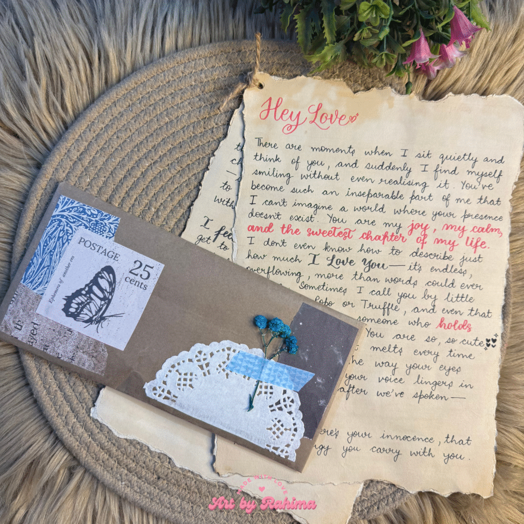 Vintage Style Handwritten Letter with Envelope | 2 Pages - Art by Rahima